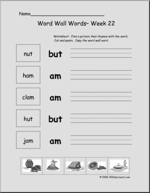 abcteach Early Reader Word Walls: Week 22 (primary) | Abcteach