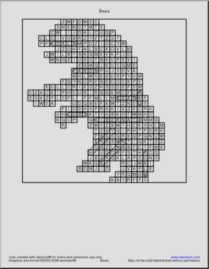 Word Search: Bears – Abcteach
