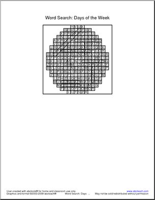 Word Search: Days of the Week | Abcteach