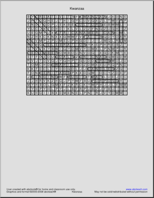 Word Search: Kwanzaa | Abcteach