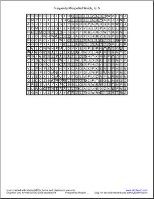 Frequently Misspelled Words (list 5) Word Search I abcteach.com
