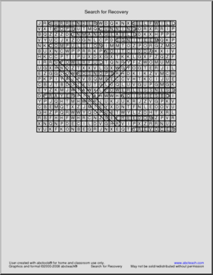 Search for Recovery Word Search I abcteach.com
