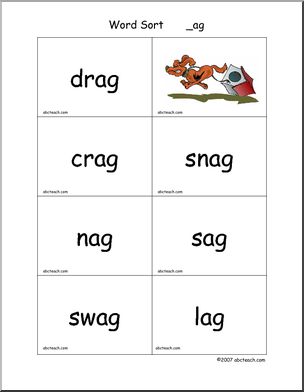 -ag Words’ Word Sort Center – Abcteach