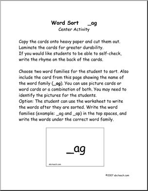 -ag Words’ Word Sort Center – Abcteach