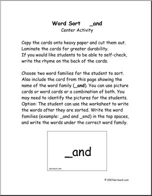 -and Words’ Word Sort Center – Abcteach