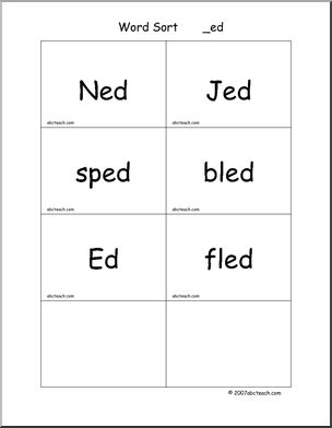 -ed Words’ Word Sort Center – Abcteach