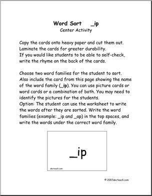 -ip Words’ Word Sort Center – Abcteach