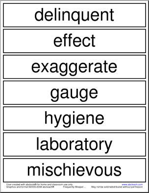 Frequently Misspelled Words (list 6) Word Wall – Abcteach