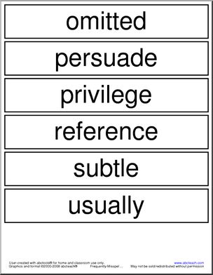 Frequently Misspelled Words (list 9) Word Wall I abcteach.com