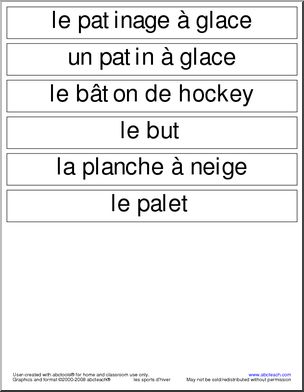 French: Word Wall--les sports d'hiver | Abcteach