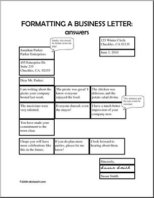 Formatting a Business Letter (upper elem/middle) Worksheet – Abcteach
