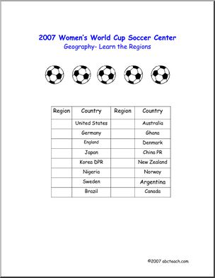 Women’s World Cup Soccer Center: Geography 2007 (upper el/middle ...
