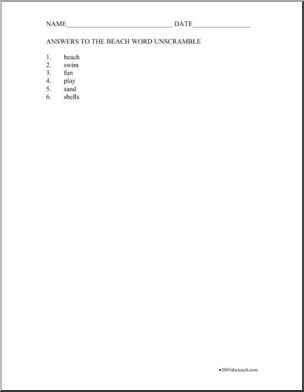 Word Unscramble: Beach (easy) | Abcteach