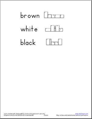 Word Shape: Color Theme Words (easy) (k-1) | Abcteach