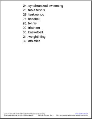 Unscramble the Words: Summer Olympic Sports – Abcteach