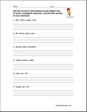 Three Words (elementary) Writing Prompt I abcteach.com