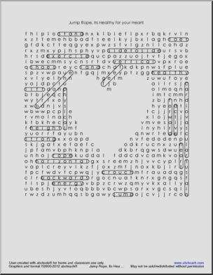 Word Search: Healthy Heart: Jump Rope (elem/upper) | Abcteach