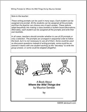 "Where the Wild Things Are" Writing Prompts (elem lines) Booklet I ...