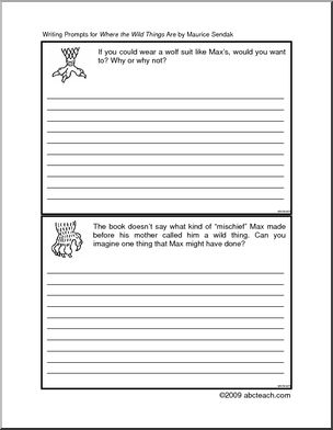 "Where the Wild Things Are" Writing Prompts (elem lines) Booklet I ...