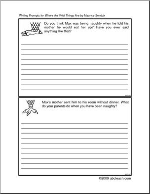"Where the Wild Things Are" Writing Prompts (elem lines) Booklet I ...