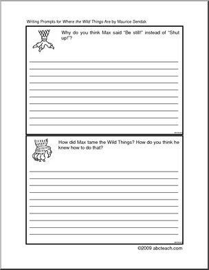 "Where the Wild Things Are" Writing Prompts (elem lines) Booklet I ...