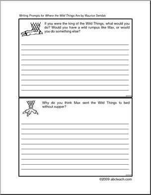 "Where the Wild Things Are" Writing Prompts (elem lines) Booklet I ...