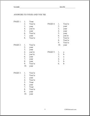 Your and You're (elem) Worksheets I abcteach.com