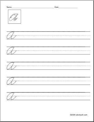Handwriting Practice: Cursive Letters A-M (ZB-style Font) | Abcteach